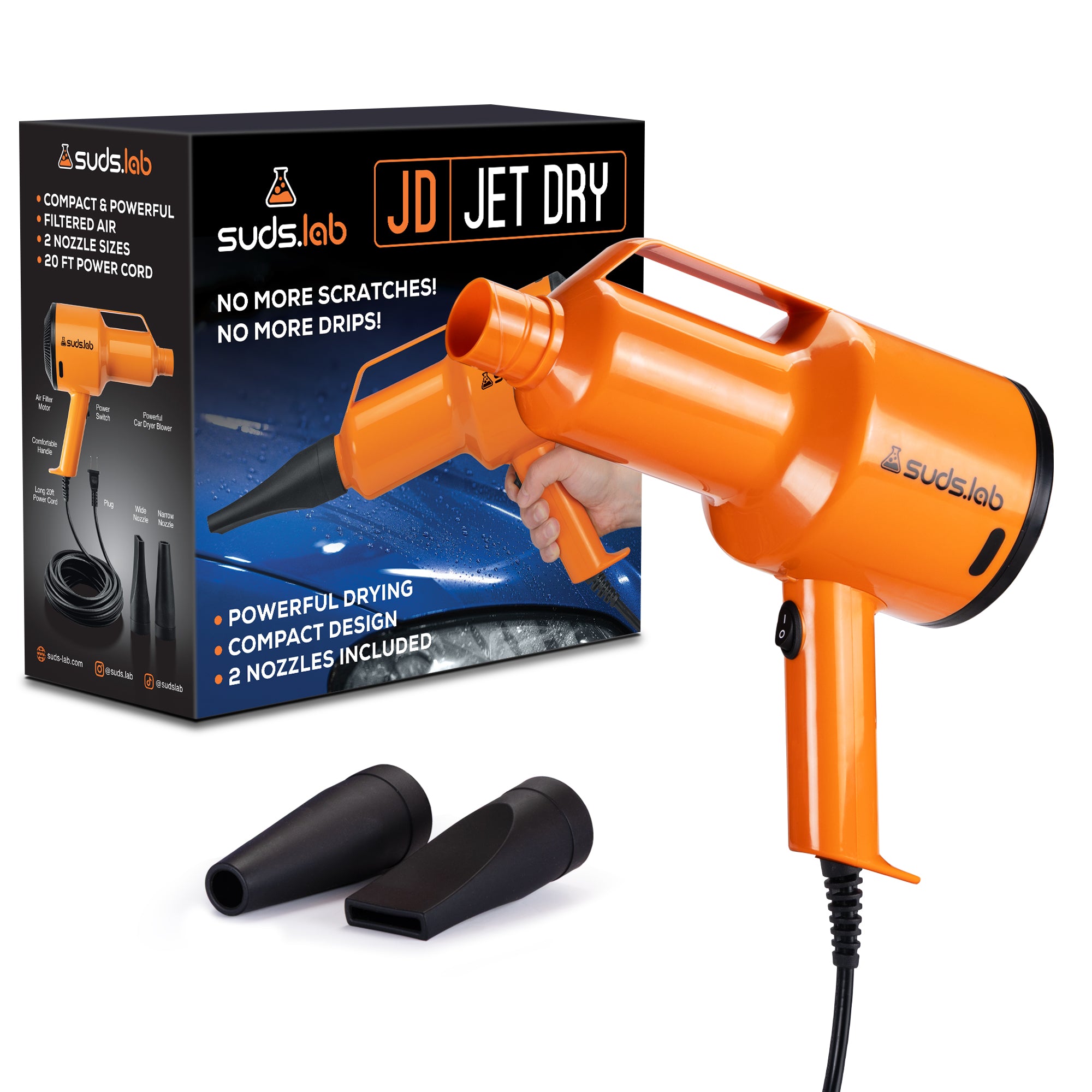 JD Jet Dry Car Drying Blower (2 Nozzles & 20 ft Power Cord – 1.5 HP ...
